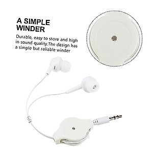 JEWEDECO Ear Buds Wired Ear Headphones Mini Earphone Sound Insulation Ear Plugs in-Ear Earphone Retractable Headset wrap Around Earbuds Headphone wrap White Soundproof Plug Storage