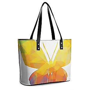 Womens Handbag Butterfly Yellow Leather Tote Bag Top Handle Satchel Bags For Lady