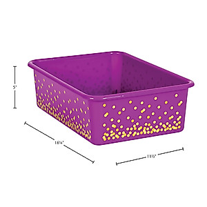 Purple Confetti Large Plastic Storage Bins - 6 Pack