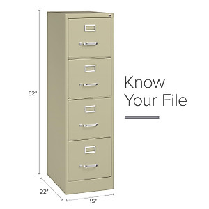 Hirsh Industries 22" Deep Vertical File Cabinet 4-Drawer Letter Size Putty, 17891