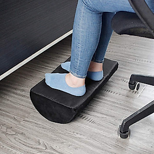 Ergonomic Foot Rest Cushion Under Desk with High Rebound Ergonomic Foam Non-Slip Half-Cylinder Footstool Footrest Ottoman for Home Office Desk Airplane Travel (Black)