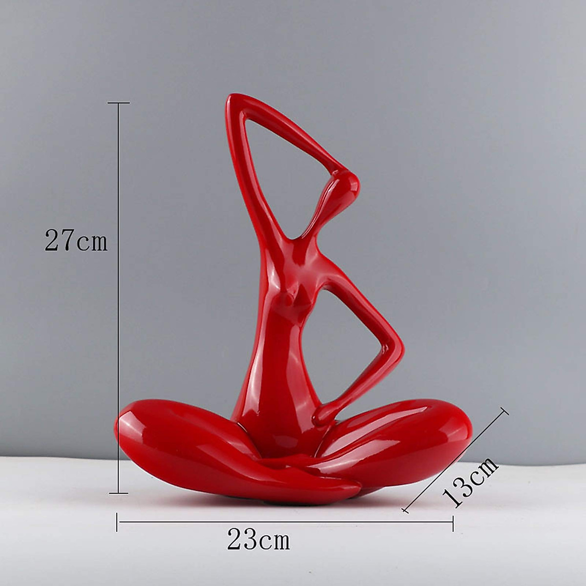 Garden Statuette Statues Home Decoration, Abstract Woman Sculpture Resin Fat Woman Figurine Yoga Character Statue Crafts Lady Home Decor,Red,Shiny