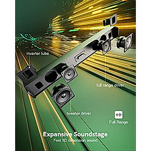 ULTIMEA Sound Bars for TV, 22'' TV Sound Bar, Deep Bass+/- TV Soundbar, Built-in 4 Speakers, 6 EQ Surround Sound Soundbar for TV Speakers, ARC/Optical/Bluetooth/AUX Home Theater Speakers-60W