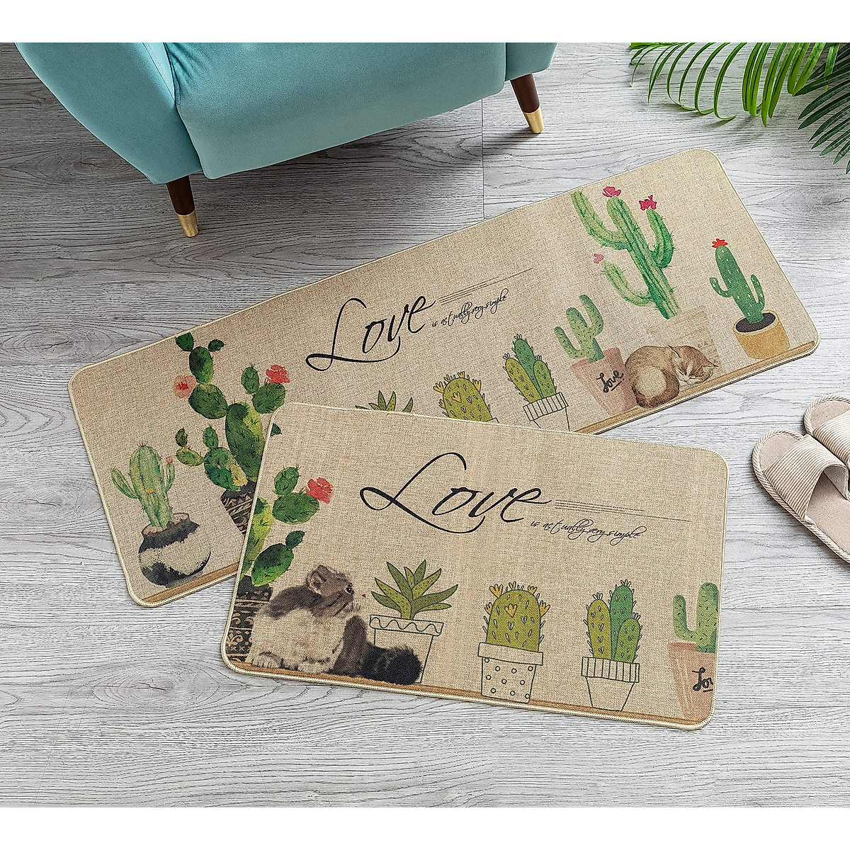 Kitchen Rugs and Mats - Anti Fatigue Kitchen Floor Mats Non Skid Kitchen Floor Mats Rubber Back Absorbent Kitchen Rug Set 2 Piece 17''x29''+17''x47'' LISIBOOO