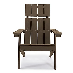 LUE BONA Modern Adirondack Chairs Set of 4, Dark Brown Plastic Adirondack Chair, High Back Poly Adirondack Fire Pit Chairs Weather Resistant, Patio Outdoor Chairs for Porch, Deck, Pool, Garden, 330LBS
