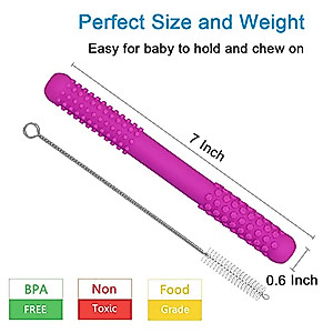 Hollow Teething Tubes Toys for Babies Girls Boys, 5 Pack Silicone Baby Teether Toy Tube for Infants with Nursing Biting Chewing, Chew Straws for Toddlers 6-12 Months