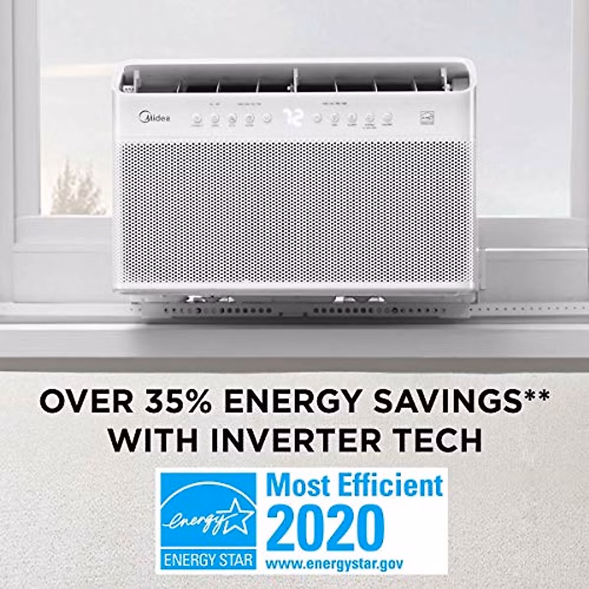Midea U Inverter Window Air Conditioner 8,000BTU, The First U-Shaped AC with Open Window Flexibility, Robust Installation,Extreme Quiet, 35% Energy Saving, WiFi,Alexa,Remote, Bracket Included (Renewed)