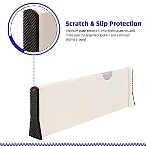 ZNCMRR Drawer Organizer 6 Pack Dresser Drawer Organizers 4”High Expandable from 11-17 Inches, Drawer Dividers for Clothes, Dresser, Closet, Drawer, Office, Kitchen Storage