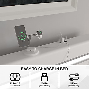Benevika Full Size Bed Frame with LED Lights, Upholstered Platform Bed Frame, Adjustable Headboard with Charging Station, Wooden Slats Support, Easy Assembly, No Box Spring Needed, White