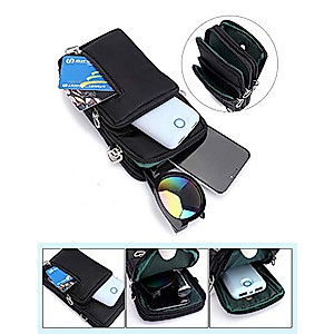 Women Crossbody Cell Phone Purse Wallet Wristband Armband Bag for iPhone 14 Pro Max 13 12 Pro Max Galaxy S22 S21 Ultra Note 20 A13 A12 A03S A23 A32, Moto G Power G Play LG Stylo 6 V60 (Black Flower-L)