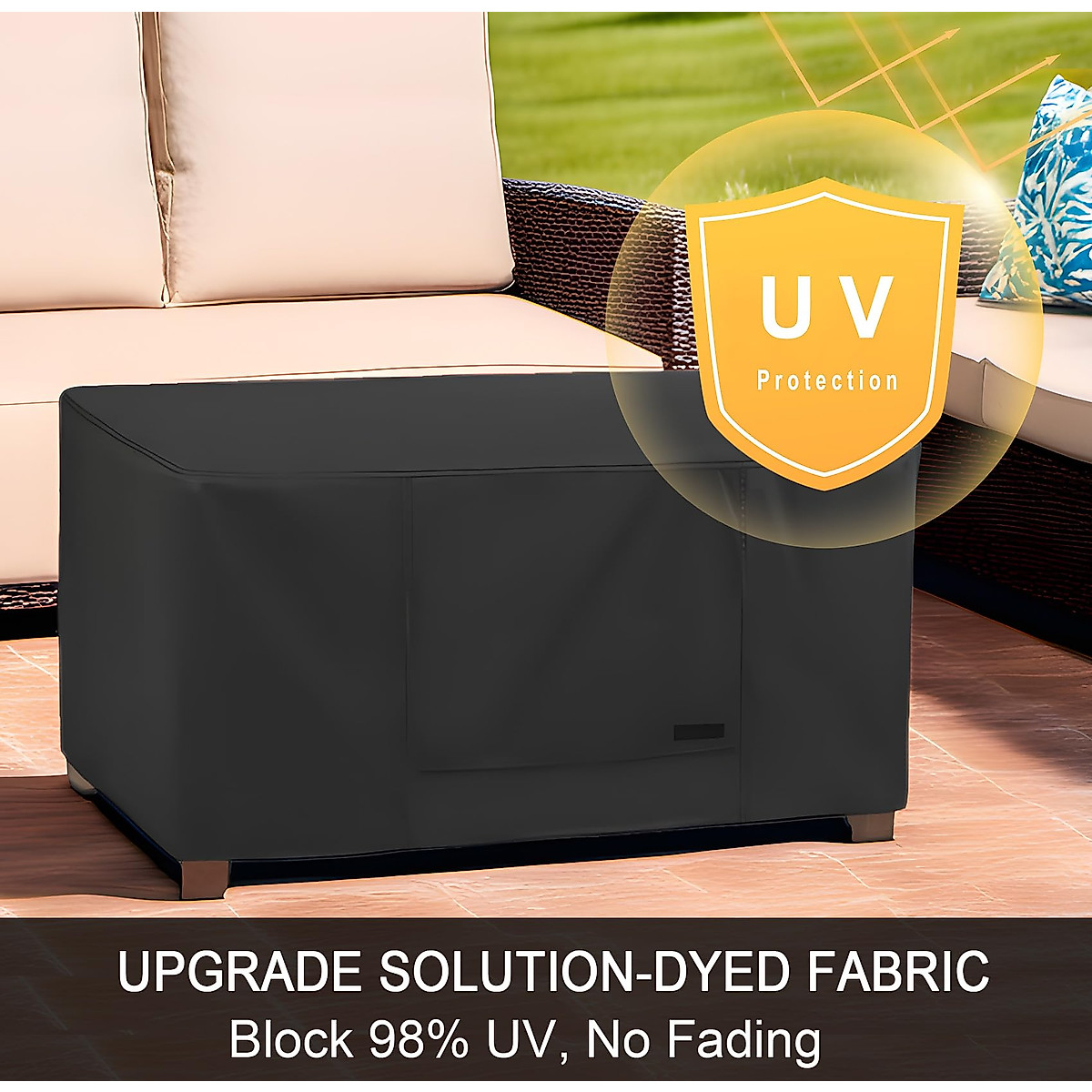 NettyPro Patio Coffee Table Cover Rectangular, Waterproof Outdoor Furniture Small Side Table Cover Rectangle, 48x26x18 inch, Black