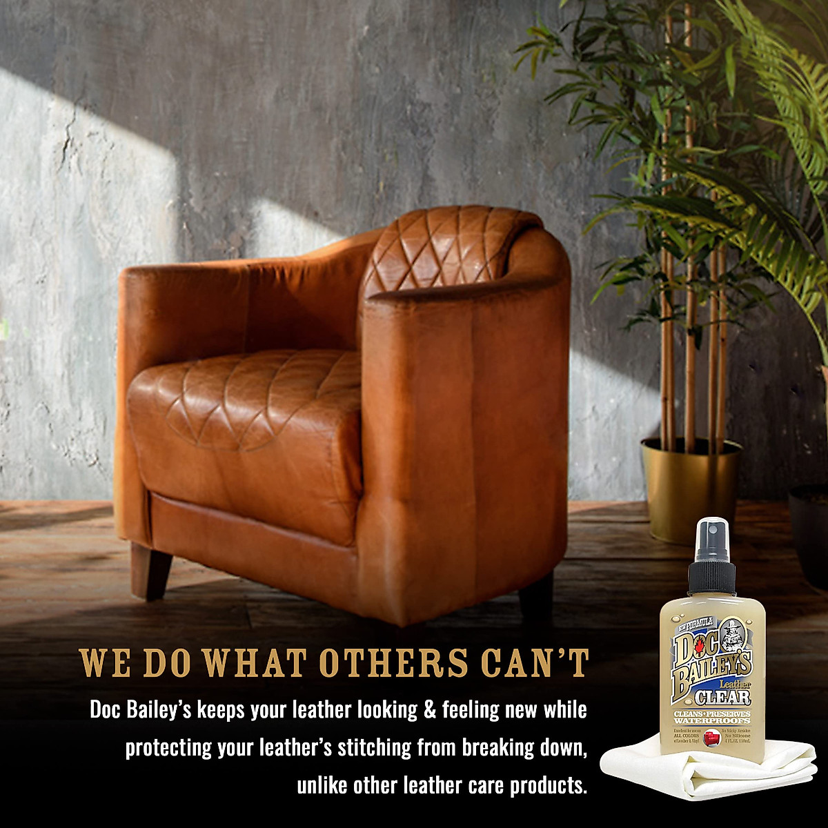 Doc Baileys “Clear” Formula for Any Color Leather- One Step Kit- Conditioner, Cleaner, and Softener- Waterproof, Stain Proof, Maintain and Protect Leather, Vinyl, Canvas, and More- No Sticky Residue