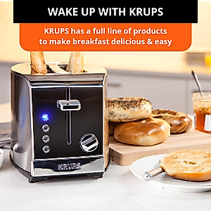 KRUPS 2 Slice Toaster with 6 browning levels and 4 easy-to-use functions, Stainless Steel, Silver