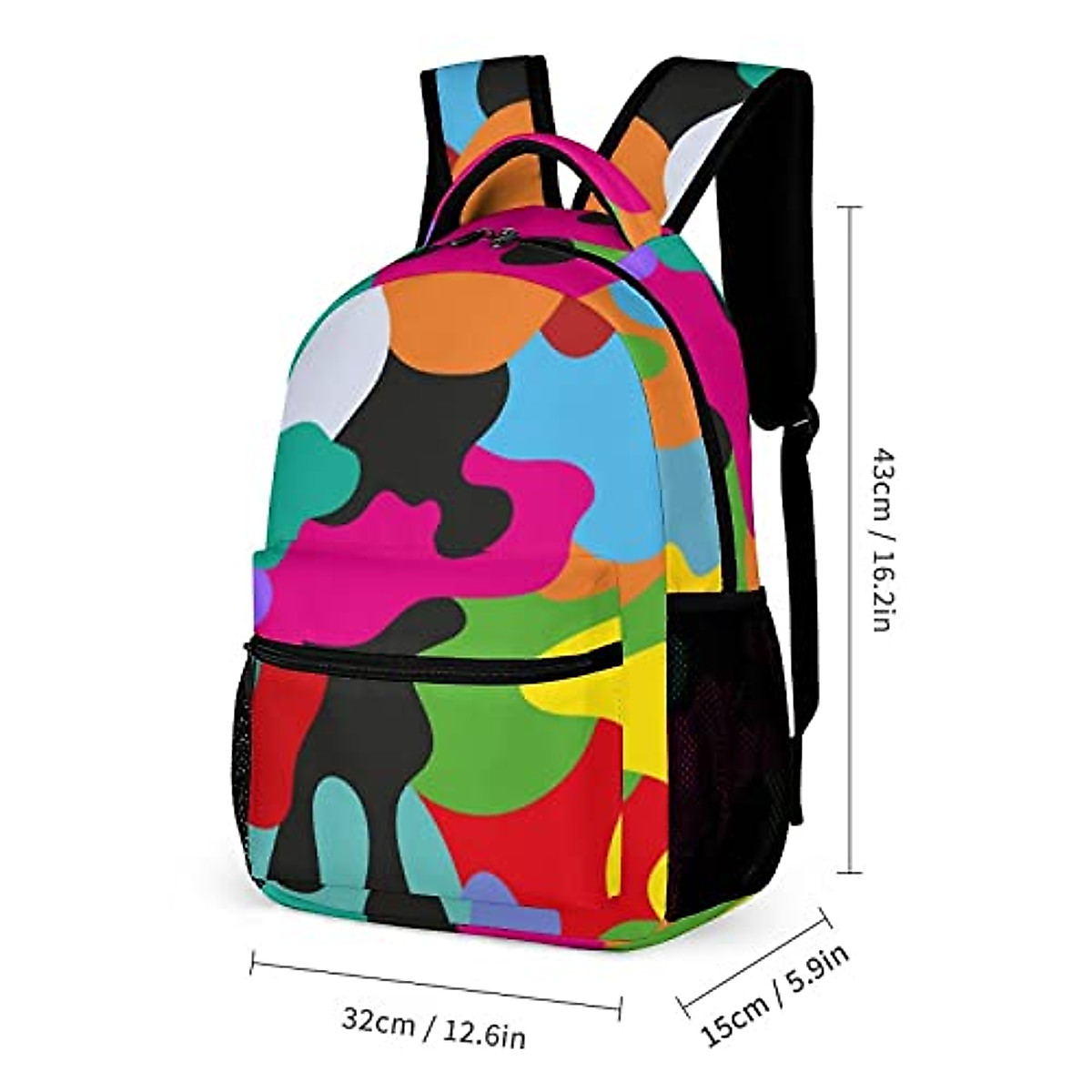 MIGAIUOI Bright Camouflage Backpack Cute Backpacks Casual Daypack Large Capacity Travel Backpack Bag