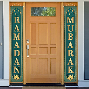 Jiudungs Ramadan Decoration Outdoor Ramadan Mubarak Banner for Front Porch Door Ramadan Mubarak Decor Ramadan Decoration and Supplies for Home