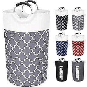 Fabspace Large Laundry Basket Laundry Hamper Bag Washing Bin Clothes Bag Collapsible Tall with Handles Waterproof Travel Bathroom College Essentials Storage for College Dorm, Family, 82L (Grey)