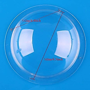Ricrrover Diameter 6 Inch/150mm w/4 Holes Clear Acrylic Dome Flange Clear Plastic Hemisphere Indoor/Outdoor CCTV Replacement Clear Dome Camera Cover Security Dome Camera Housing