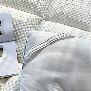 Twin XL Size Extra Thick Mattress Breathable Mattress Pad Protector Pocket Soft Down Alternative Fill Mattress Cover Bedding Quilted Fitted Fluffy Soft Mattress Pad, (35"x80",Green edges)