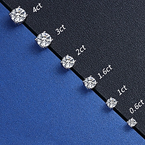 Moissanite Stud Earrings, White Gold Gemstone Silver, Moissanite