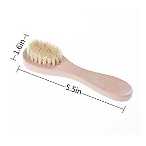 Face Cleansing Brush for Facial Exfoliation, Natural Bristles Brush For Dry Brushing - Set of 3 Pack Wooden Handle Skin Cleaning Scrubbers for Men and Women