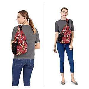 MOSISO Sling Backpack,Travel Hiking Daypack Periwinkle Crossbody Shoulder Bag, Red