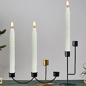 Lasumora Flameless Taper Candles Flickering with Remote Timer, LED Taper Candles Battery Operated Warm 3D Wick Spiral Window Candles 6 Pack Real Wax Wedding Home Birthday Christmas Decor 9.8" White