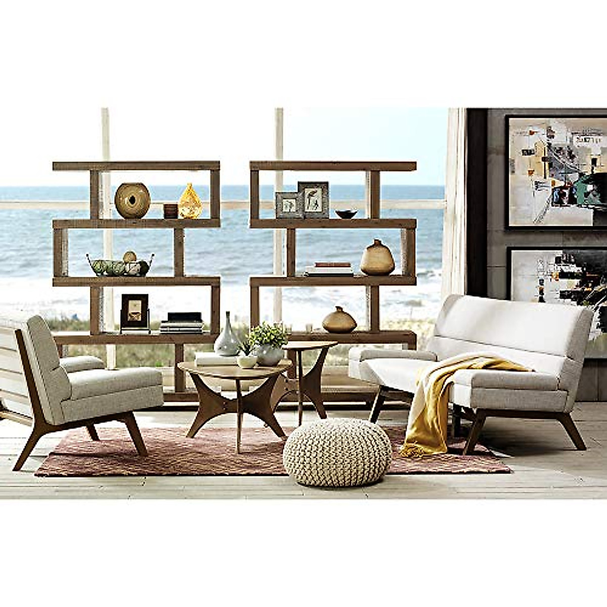 Ink+Ivy Blaze Accent Tables - Wood Coffee Table - Solid Rubberwood Pecan Finish, Contemporary Style Cocktail Tables - 1 Piece Solid Wood Coffee Tables For Living Room, Brown, IIF17-0010