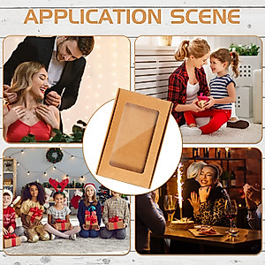 30Pcs Jewelry Packaging Boxes Gift Boxes 5.4"x3.4"x0.7" Paper Boxes with Clear Window 30 Display Card 36 Sticker for Keychain (Kraft Color)