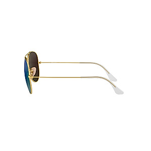 Ray-Ban RB3025 Classic Aviator Sunglasses, Matte Gold/Grey Mirrored Green, 58 mm