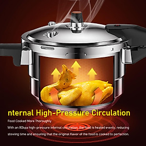 80Kpa Pressure Cooker Stainless Steel 8L Large Capacity, Pressure Canner with Steaming Rack Compatible with Gas & Induction Cooker (6L)