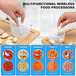 Electric Garlic Chopper Mini,250ML Wireless USB Rechargeable Portable Food Processor,Garlic Grinder Masher with Spoon for Chopping Onion,Ginger,Chili,Meat,Fruit,Vegetables(Blue)