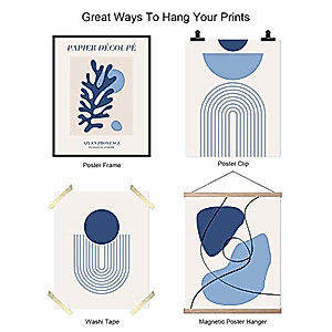 Matisse Wall Art Prints Set of 6 Matisse Prints, Minimalist Boho Wall Art, Abstract Matisse Poster, Mid Century Modern Wall Art, Aesthetic Posters, Boho Wall Decor (Blue, 8x10 in UNFRAMED)