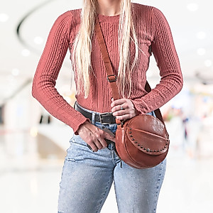 Locking Concealed Carry Mia Leather Crossbody Purse for Handgun with Universal Holster (Cognac)