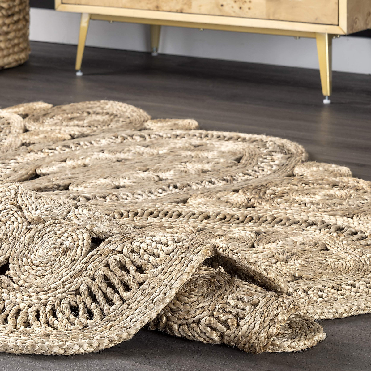 nuLOOM Bree Floral Braided Jute Area Rug, 6' Round, Natural
