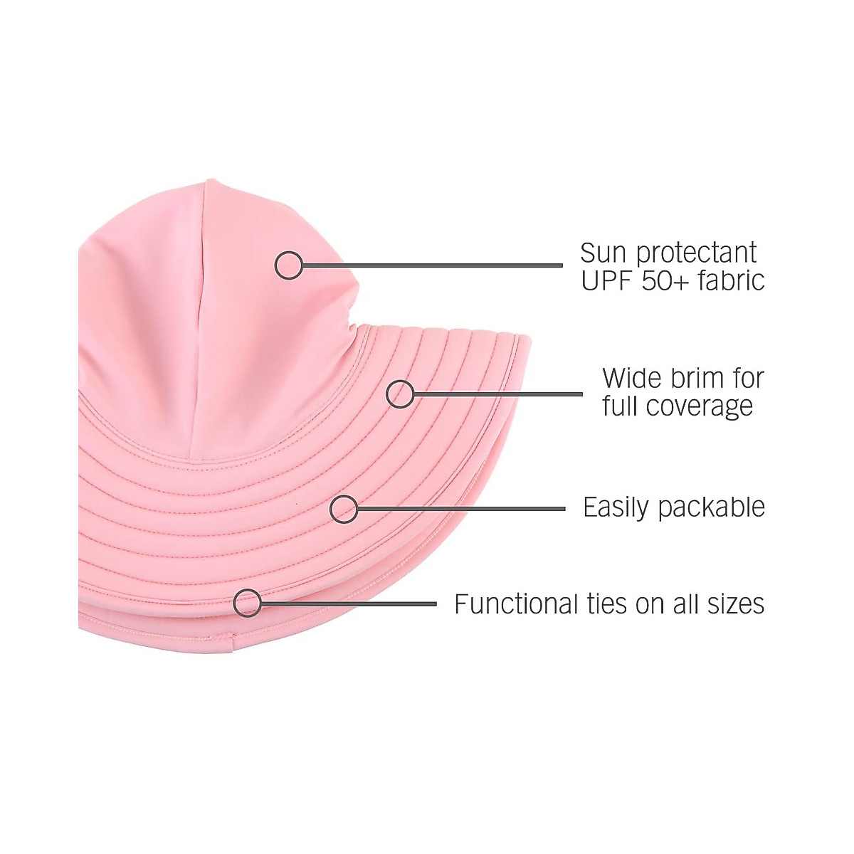 RuffleButts® Baby/Toddler Girls Pink Swim Hat - 0-12m