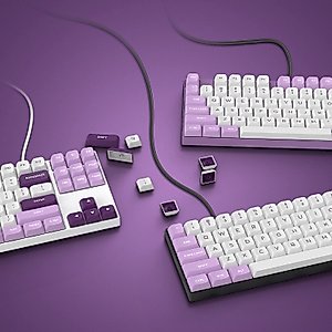 Womier PBT keycaps Set,White/Purple Key Cap,Custom Keyboard keycaps 60 75 100 Percent,Double Shot,ISA Profile caps for MX Switches Mechanical Keyboard(189key,only keycaps)