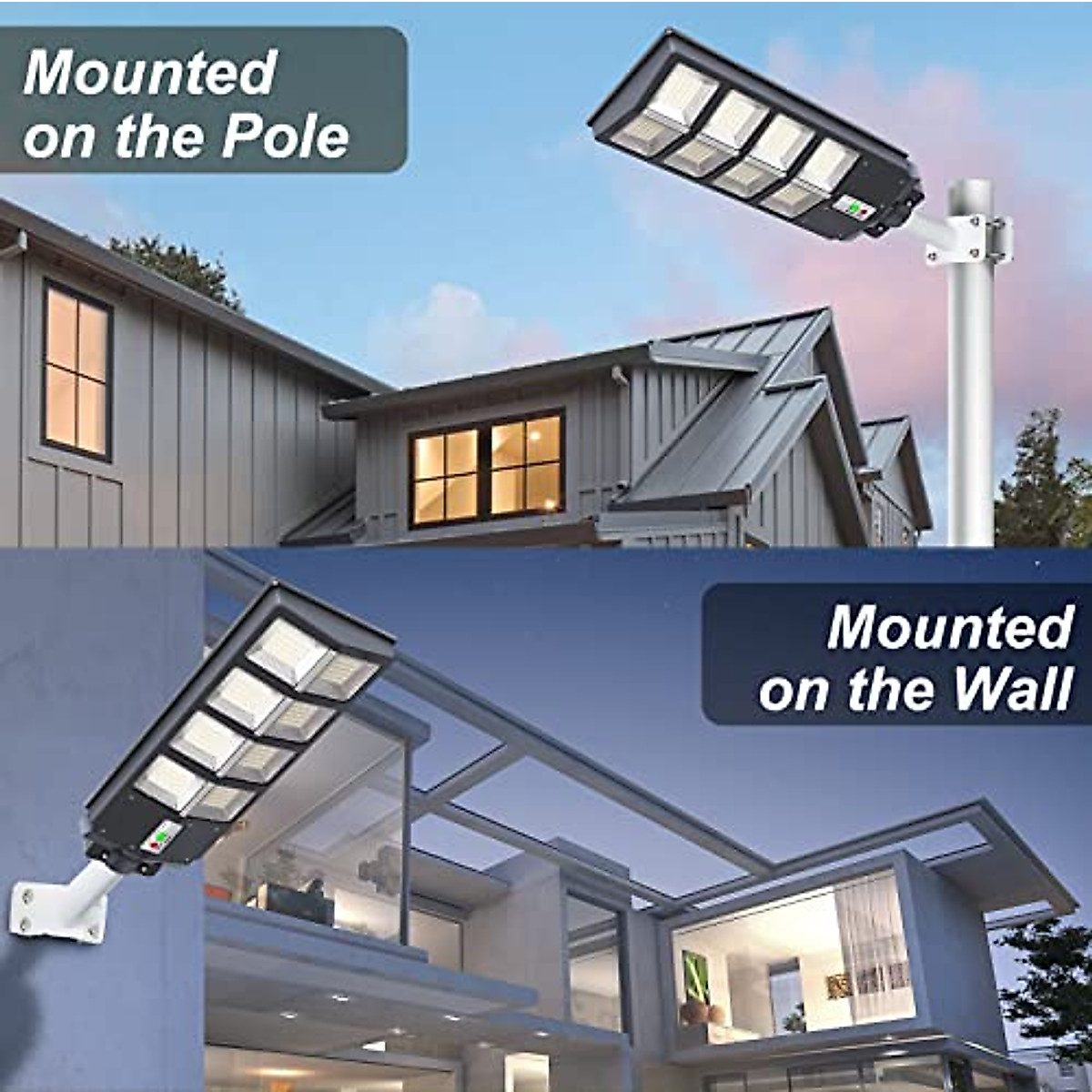 Gebosun 500W Solar Street Lights Outdoor, 360 LED 6000K LED Flood Outdoor Solar Powered with Motion Sensor and Dusk to Dawn,IP65 Waterproof for Parking Lot, Yard, Garden,Patio, Driveway