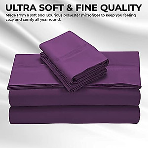 Tribeca Living MF110DPSSQUPU Solid Deep Pocket Sheet Set, Queen, Purple