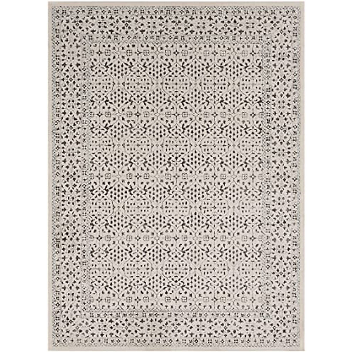 Sattley Modern Farmhouse Living Room Bedroom Dining Room Area Rug - Transitional Bohemian Carpet - Non Shed, Stain Resistant - Beige, Grey, Black, Cream, Ivory - 5'3" x 7'3"