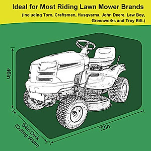 Lawn Mower Cover - Heavy Duty 600D Polyester Oxford Waterproof, Tractor Cover Fits Decks up to 54", UV Protection Universal Fit with Drawstring All Season/Weather Protection