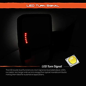 AKKON - For 14-18 Silverado Sierra Pair of Power Fold + Heated + Turn Signal Glass Side Black Texture Towing Mirrors