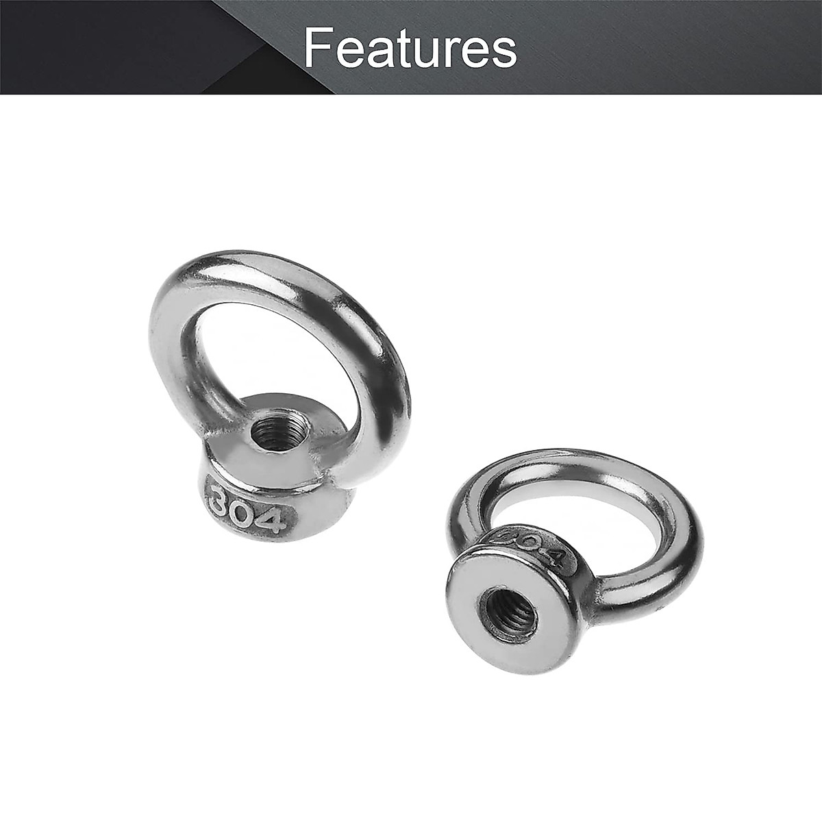 MroMax 20Pcs M6 Lifting Eye Nuts 304 Stainless Steel Female Thread Ring Shaped Metric EyeNuts Fastener for Rope Fitting and Engineering Lifting Machinery Silver Tone