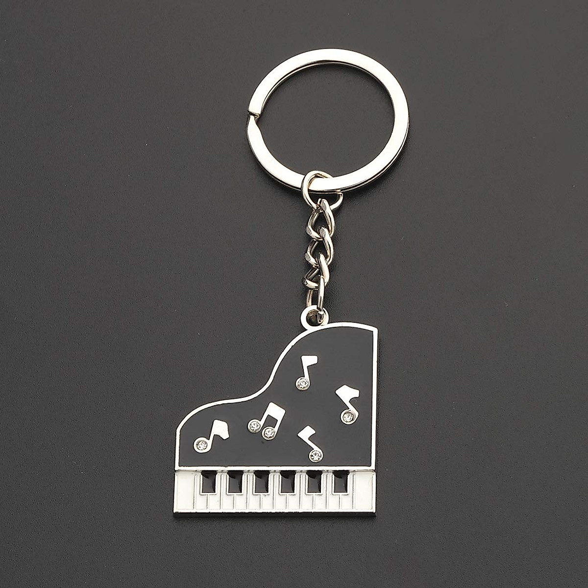 CHOORO Grand Piano Keychain Black and White Keyboard Keyring Music Jewelry (Grand Piano k)
