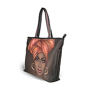 Woman Tote Bag Shoulder Handbag African American Woman for Work Travel Business Beach Shopping School