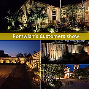 Romwish LED Landscape Spotlights, 10W Outdoor Spotlights for Yard, 3000K Warm White, 120V AC Spot Light with Ground Spike, Waterproof Landscape Lighting for House Garden Lawn Decorative - 2 Pack