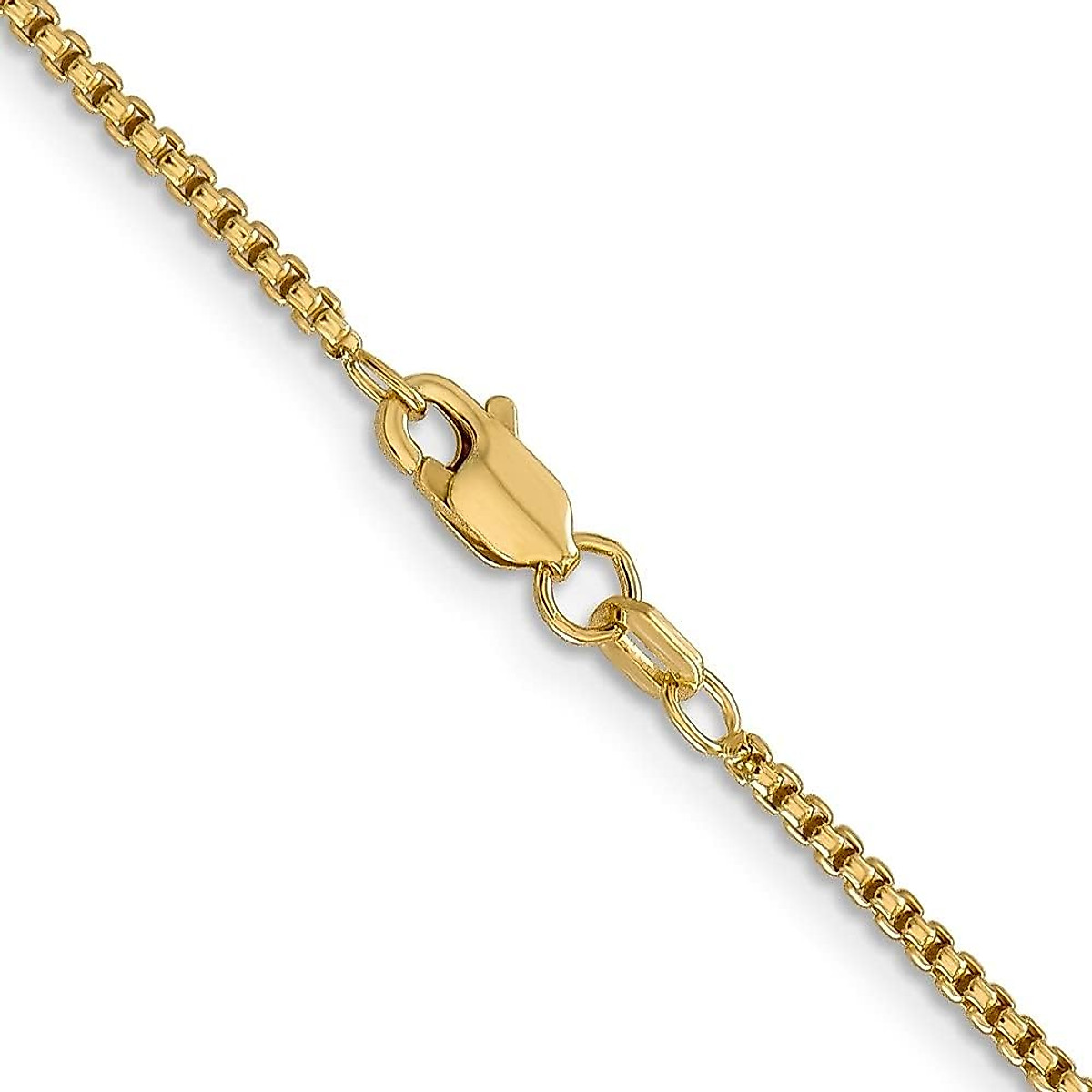 Diamond2Deal 14k Yellow Gold 1.5mm Hollow Round Box Chain Necklace 16"