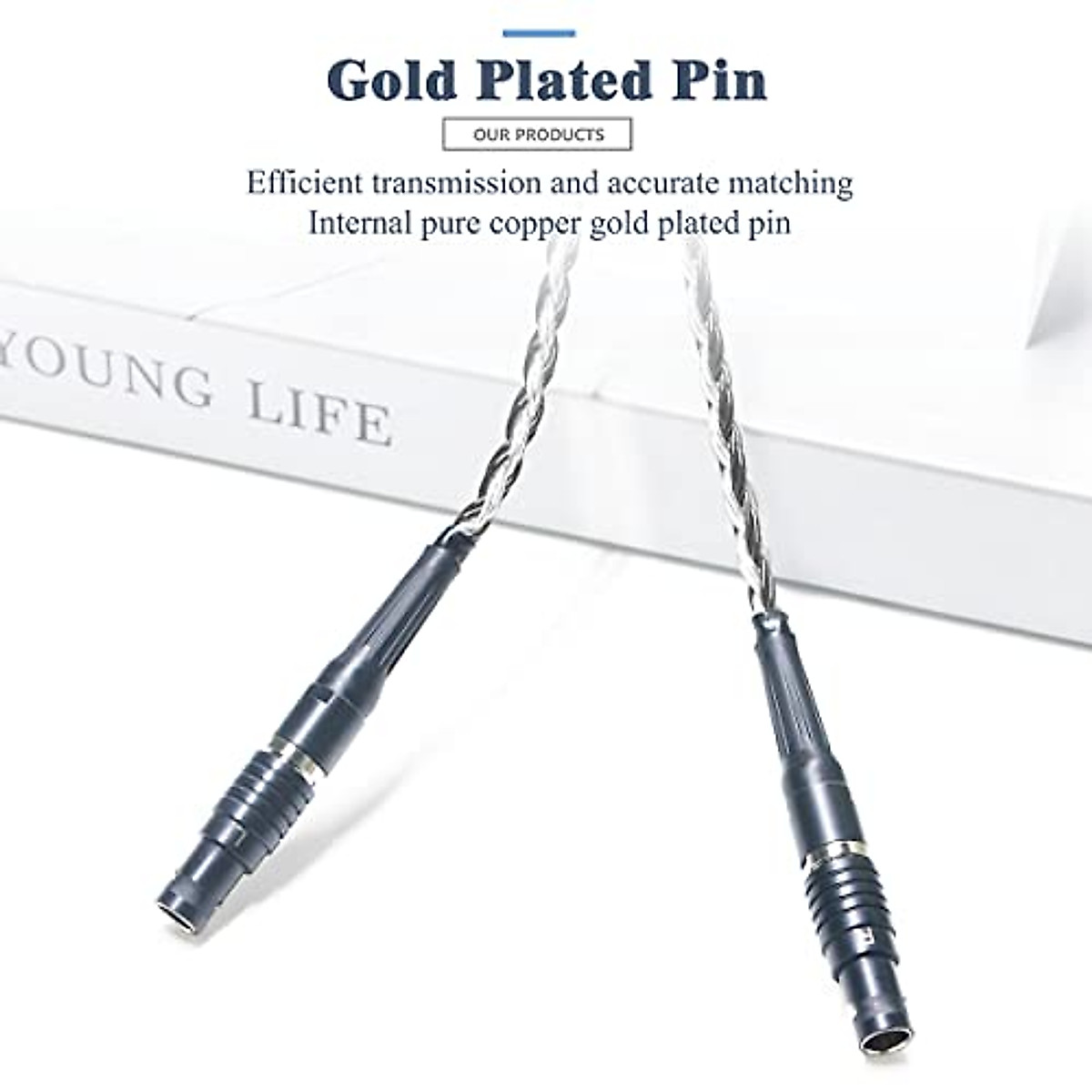 GUCraftsman 16 Strands 7N Single Crystal Copper/Silver Mixed Headphones Replacement Cables 4Pin XLR/2.5mm/4.4mm Balance for Focal Utopia (4.4mm Plug)