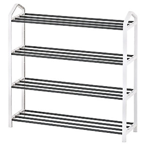 4 Tier Heavy Duty Metal Shoe Rack Stand Shelf Shelving Hallway,Bedroom,Bathroom,Living Room Organizer Holder Storage for 12 Pairs Shoes