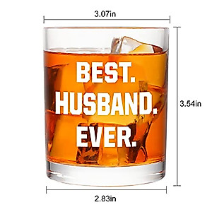 DAZLUTE Best Husband Ever Whiskey Glass, Valentines Day Gifts Wedding Gifts Engagement Gifts Birthday Gifts for Men Husband Hubby Fiance Boyfriend Mr Him Lover, Husband Gifts Idea from Wife, 10 Oz