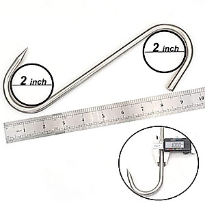 HONSHEN 10 Inch Meat Hook, Heavy Duty 10mm S-Hooks Stainless Steel Meat Processing Butcher Hooks (10mm10inch)